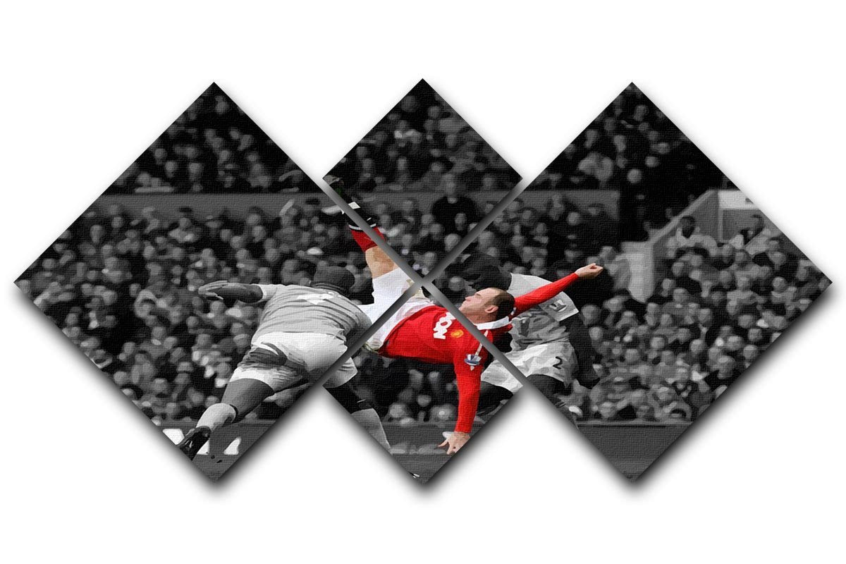 Wayne Rooney Bicycle Kick 4 Square Multi Panel Canvas | Canvas Art Rocks – Canvas Art Rocks US