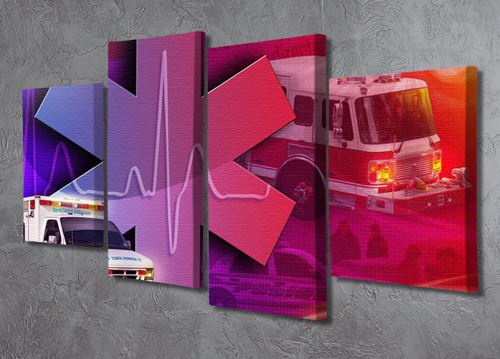 Ambulance Firetruck and Police car 4 Split Panel Canvas | Canvas Art ...