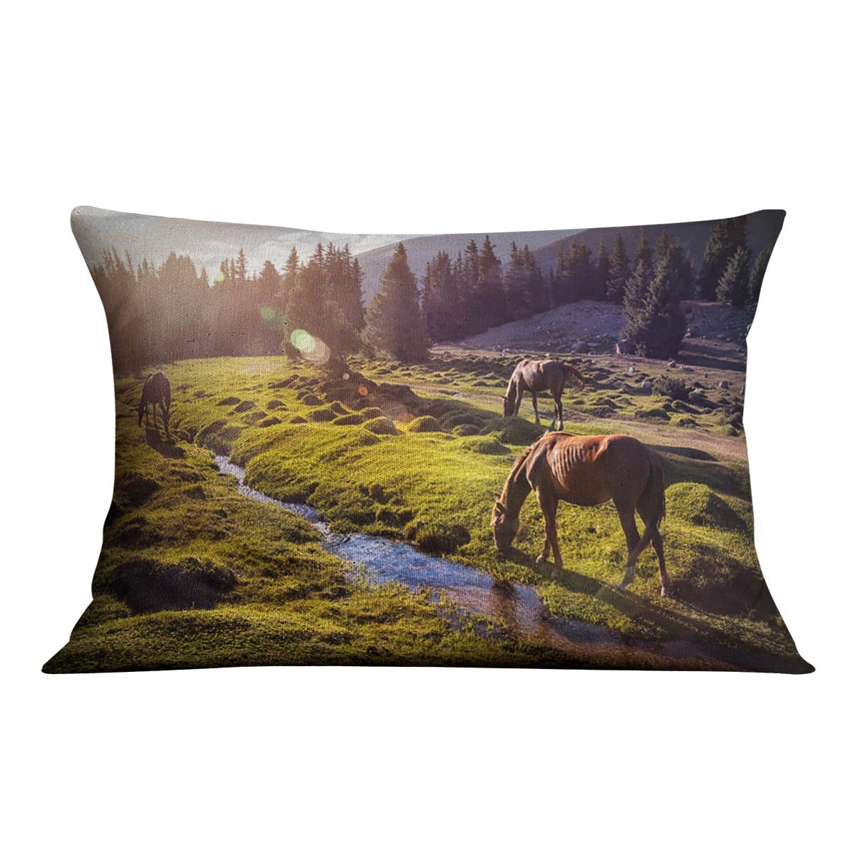 Horses in the Gregory gorge mountains Cushion – Canvas Art Rocks US