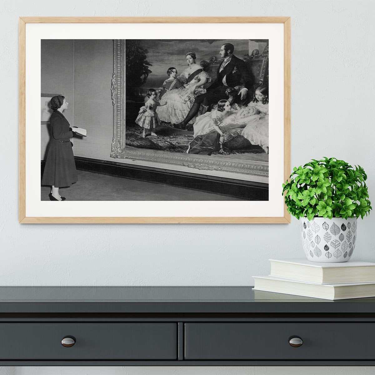 Queen Elizabeth II viewing a portrait of Queen Victoria Framed Print ...