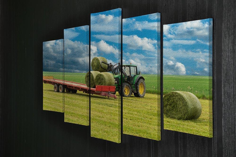 Tractor and trailer with hay bales 5 Split Panel Canvas | Canvas Art ...